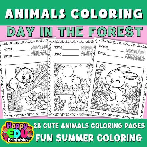 Woodland Animals Coloring Pages | Jungle Animal Coloring Themed | TPT