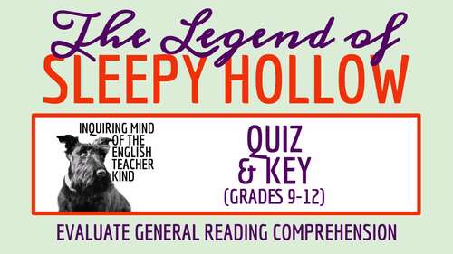 "The Legend of Sleepy Hollow" by Washington Irving Quiz and Key (Horror ...