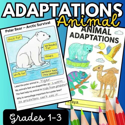 Animal Adaptations Matching Worksheets Gr 1–3: Camouflage, Migration ...
