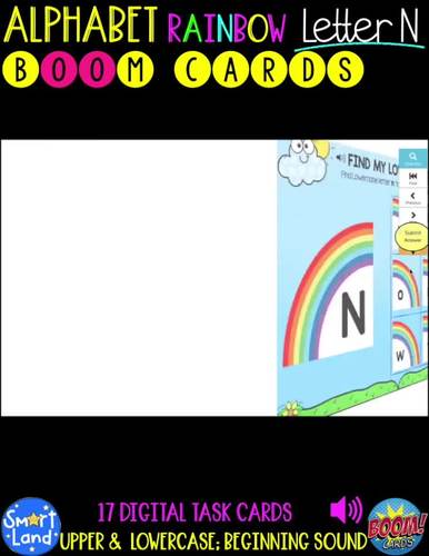 Alphabet practice_Letter N_Rainbow fun_Boom Cards™ by Smart Land Printables