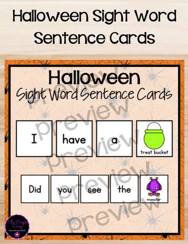 Sight Word Literacy Center Sentence Cards HALLOWEEN | TPT