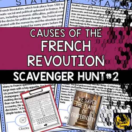 French Revolution Causes Reading Comprehension Scavenger Hunt Activity