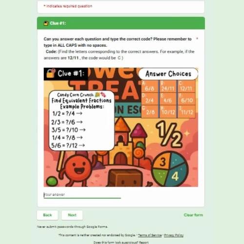 Sweet Treats Fraction Escape| Equivalent & Comparing Fractions Escape Room