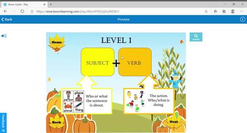 Back To School Sentence Builders BOOM Cards by Petite Speech Geek