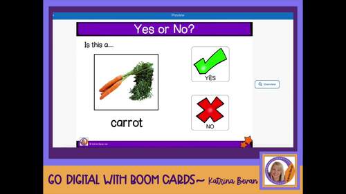 Boom™ Cards: YES or NO Photo to Word Match- VEGETABLE Theme by Katrina ...