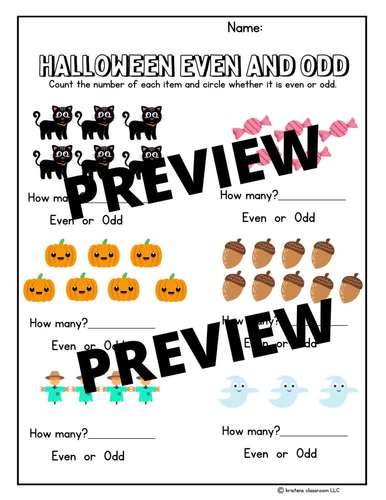 Even And Odd Number Halloween Activity | No Prep Printable Worksheet