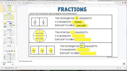 Fractions of a Whole - Identify and Represent Fractions - Google Classroom
