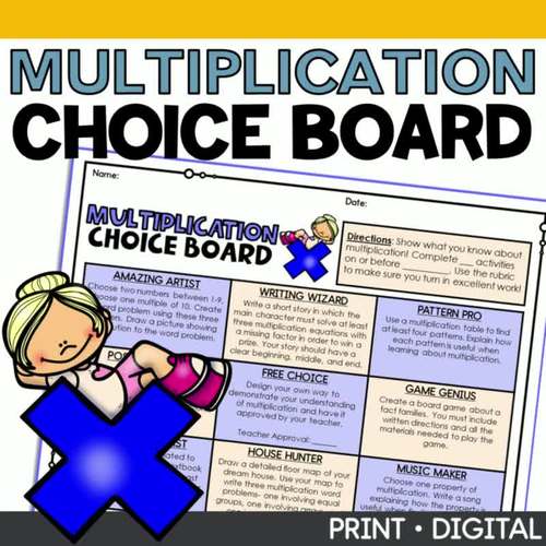 Math Choice Board Activities - Early Finishers 3rd Grade Multiplication ...