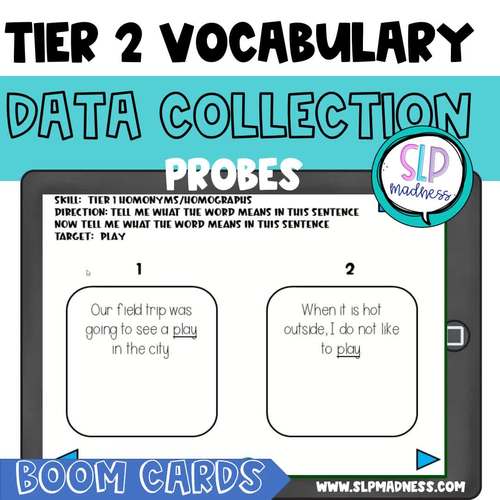 Speech Therapy Progress Monitoring Vocabulary Boom Cards l Informal ...