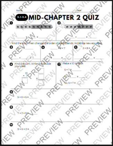 Grade 2 B.E.S.T Math FL Mid-Chapter 1-15 Quizzes Big Ideas Math | TPT