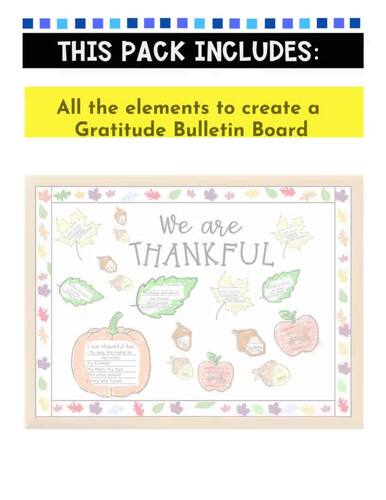 Thanksgiving Bulletin Board Kit: Thankful Writing Activity Prompts: Fall