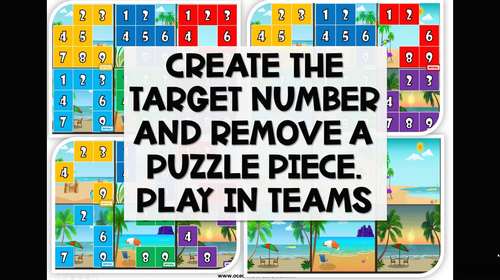Reach the Number Target- puzzle reveal game- POWERPOINT GAME | TPT