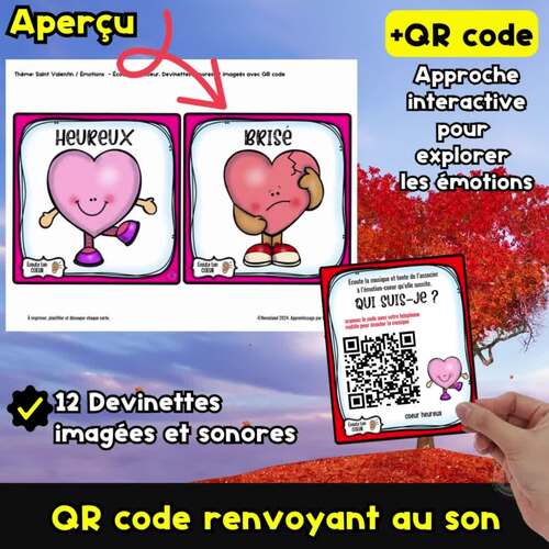Saint Valentin. Écoute ton coeur.Devinettes son QR code | TPT