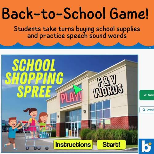 F & V Articulation Words Back to School Shopping Spree BOOM CARDS ...