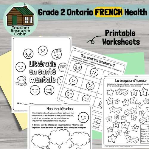 Grade 2 Ontario FRENCH Health Workbooks by Teacher Resource Cabin