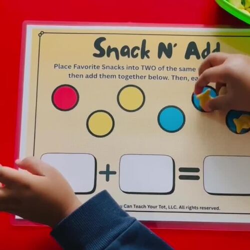 Preschool Addition Mat | Kindergarten Snack & Add Math Activity | Hands-On