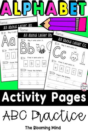 Alphabet No Prep Practice Pages by The Blooming Mind | TPT