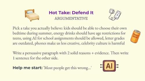 Summer Writing Choice Board | Grades 6-8 | ELA - Narrative, Informative ...