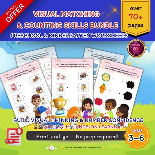 Preschool & Kindergarten Worksheets Visual Matching & Counting Skills ...