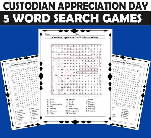 Custodian Appreciation Day Word Search Puzzle | Janitor Vocabulary Games