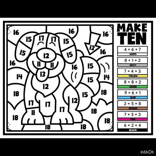 1st Grade Color-by-Code Math Bundle | Making 10 & Teen Numbers | TPT