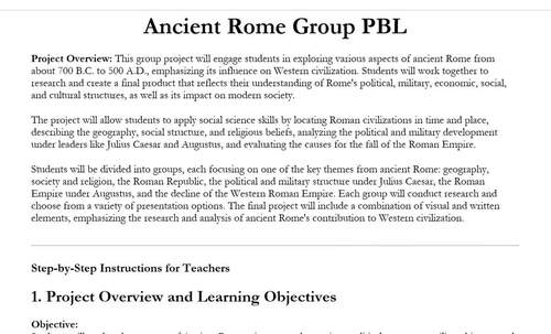 Ancient Rome Group Project by PBL History & Civics | TPT