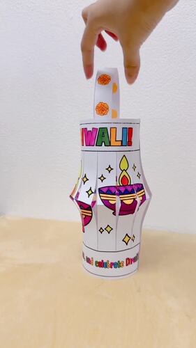 Diwali Paper Lantern & Coloring Craft Activity for Kids by HAPPYLEARN