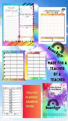 Teacher Planner: Rainbow Doodles | TPT