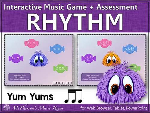 Rhythm 2 Sixteenths & 1 Eighth Note Interactive Music Game + Assessment ...