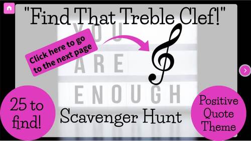 Treble Clef Digital Scavenger Hunt- Positive Quote Themed- Online Music ...