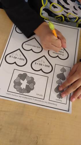 Valentine's Place Value Match Worksheet | Representations Up to 1,200 ...