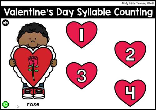 Valentine's Day Syllable Counting Boom Cards by My Little Teaching World