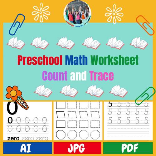 Preschool Math Worksheet Count and Trace | TPT