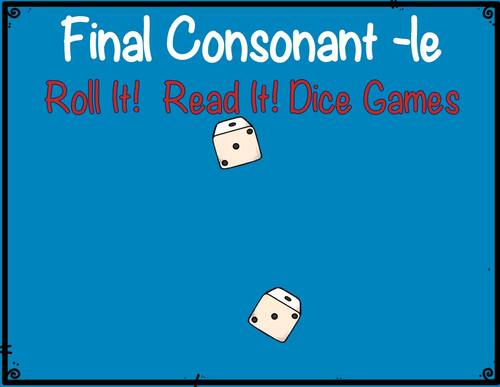 Three Phonics Final Consonant -le Dice Games by The Teaching Scene by ...