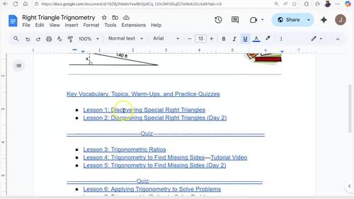 Right Triangle Trigonometry Unit with Tests, Quizzes, and Lessons using ...
