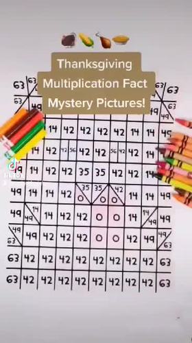Thanksgiving Multiplication Mystery Pictures, 7 Times Table Practice ...