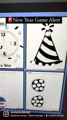 NEW YEARS Game | SPIN or ROLL & Color | EDITABLE Literacy Math Activity