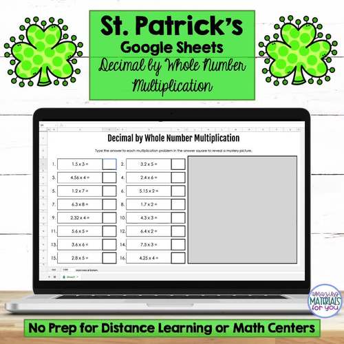 Multiplying Decimals by Whole Numbers | St Patricks Mystery Picture
