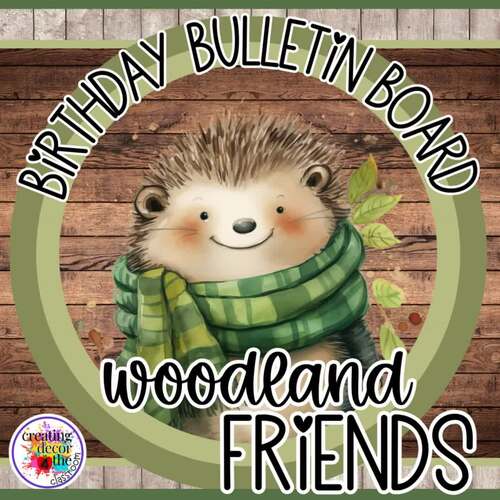 Woodland Friends CANVA Editable Birthday Bulletin Board | Birthday Display