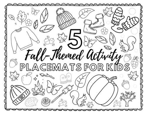 Thanksgiving Placemat Printable for Kids | Fall Activity Mats to Color ...
