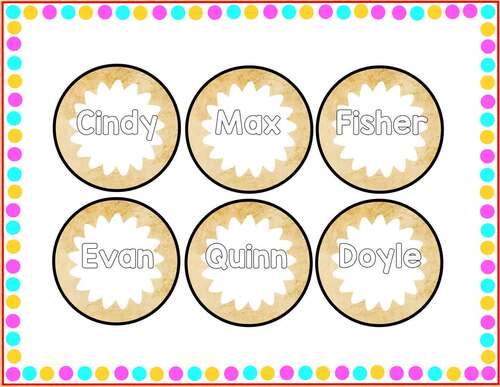 Printable Student Name Labels, Round Vintage Background Name Cards ...