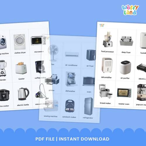 Home Appliances Flashcards - ESL Vocabulary Real Photo Picture Cards