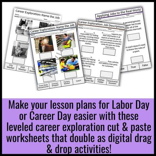 Labor Day Career Day Activities Career Exploration Worksheets Labor Day ...