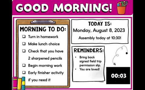 Editable Morning Slides with Timer - Monthly Themes PowerPoint & Google ...