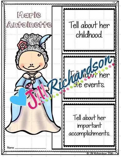 Marie Antoinette Writing Women's History Month Biography Template ESL