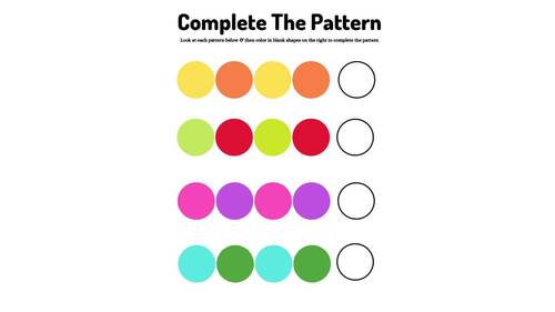 COMPLETE THE PATTERN WORKSHEET/ COMPLETE THE PATTERN ACTIVITY | TPT