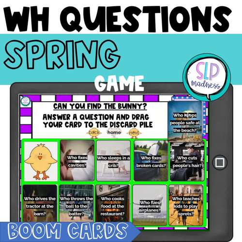 Wh Questions Spring Easter Game Boom Cards Speech Therapy No Print