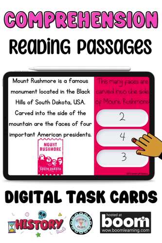 Mount Rushmore Reading Comprehension Boom™ Cards by Primary Paisley