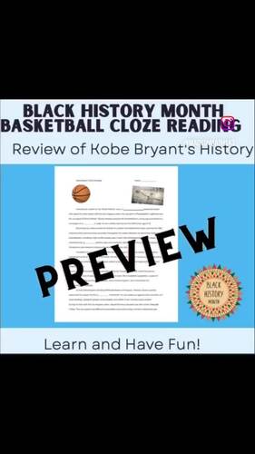 Black History Month Basketball Cloze Reading by Made in Math | TPT