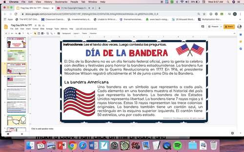 Flag Day Reading and activities in Spanish - Día de la Bandera - Word ...